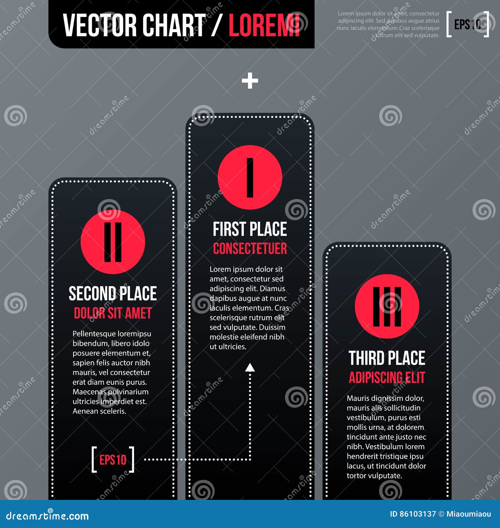Modern Business Vector Chart Template with Black Podium on Gray ...