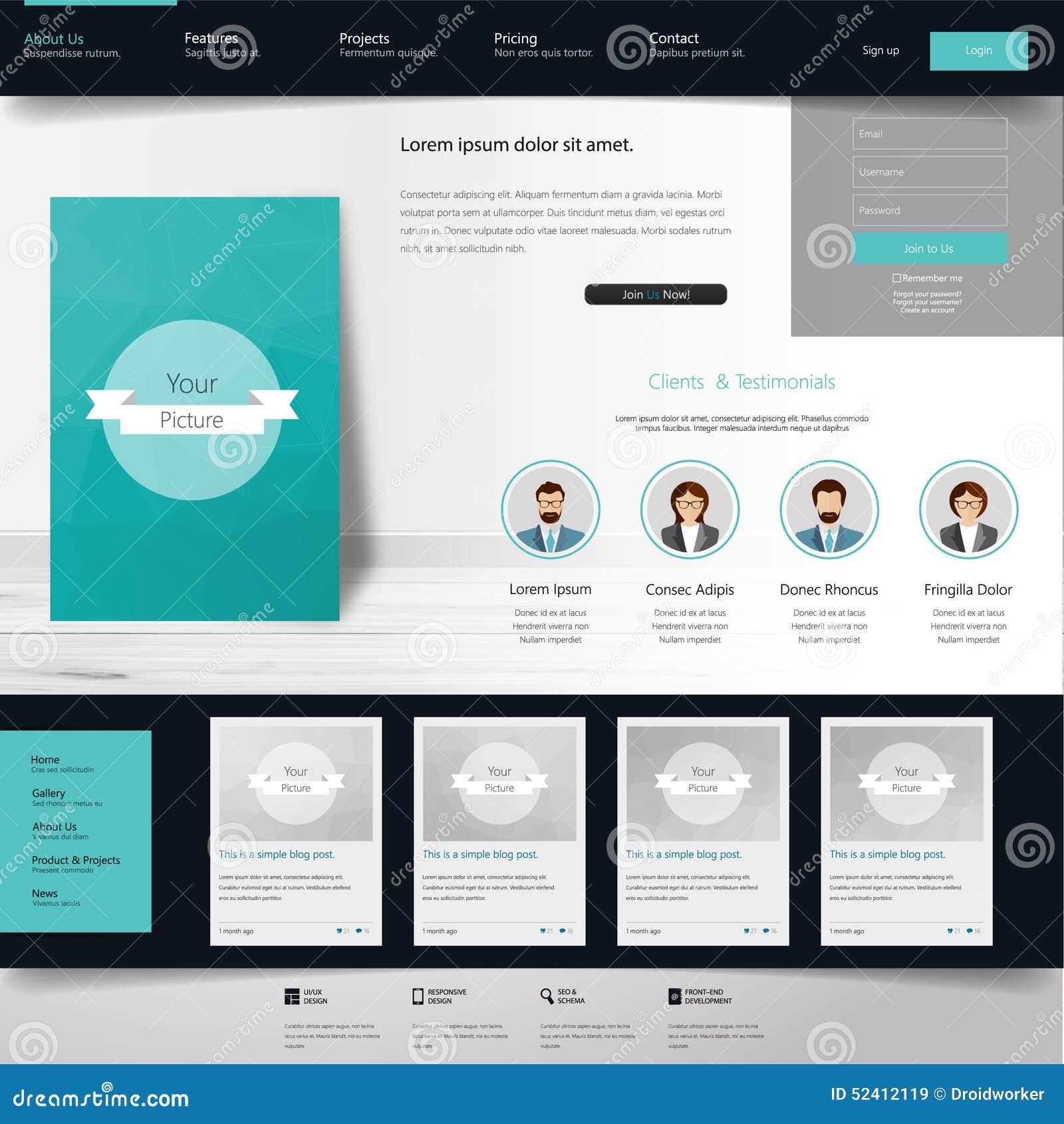 Modern Business Website Template Design Stock Vector - Illustration of ...