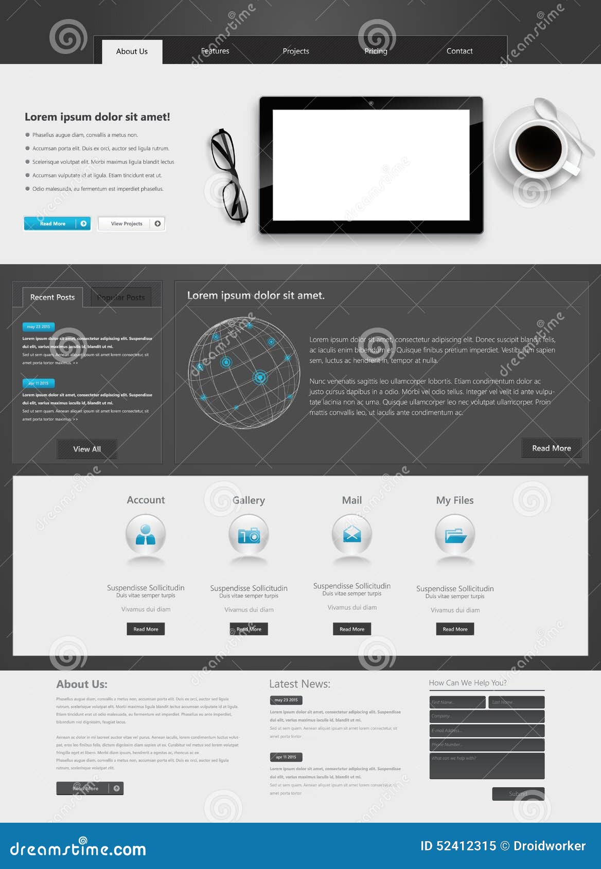 Modern Business Website Template Design Stock Vector - Illustration of ...