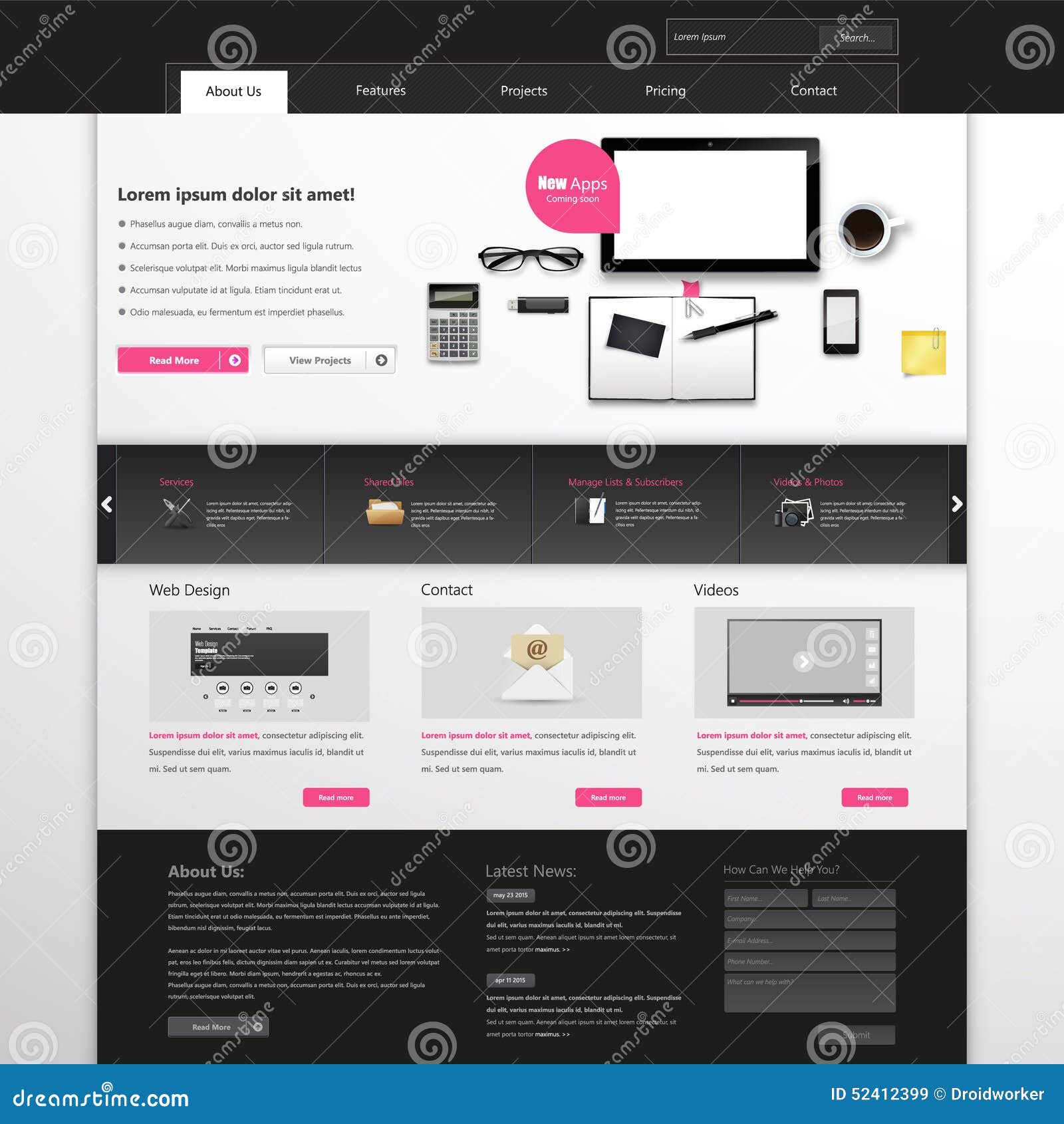 Modern Business Website Template Design Stock Vector - Illustration of ...