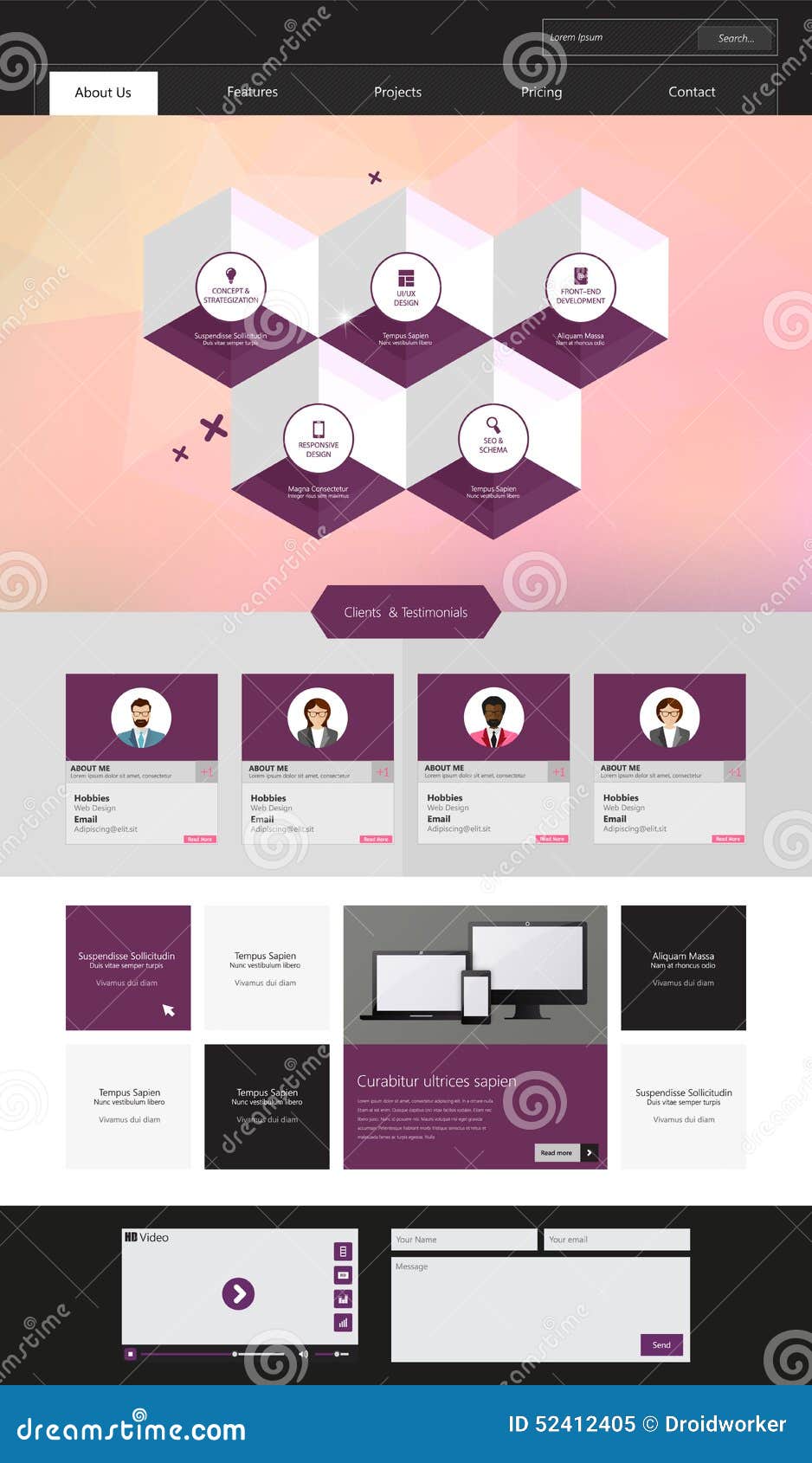 Modern Business Website Template Design Stock Vector - Illustration of ...