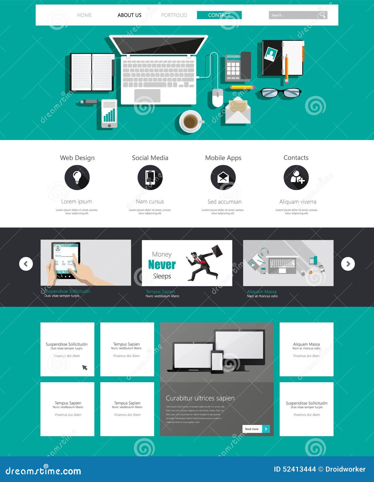 Modern Business Website Template Design Stock Vector - Illustration of ...