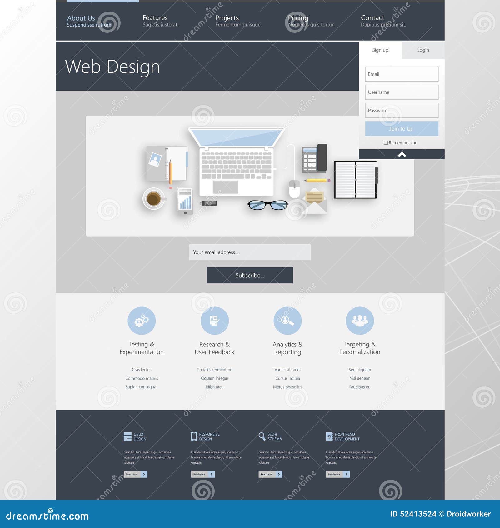 Modern Business Website Template Design Stock Vector - Illustration of ...