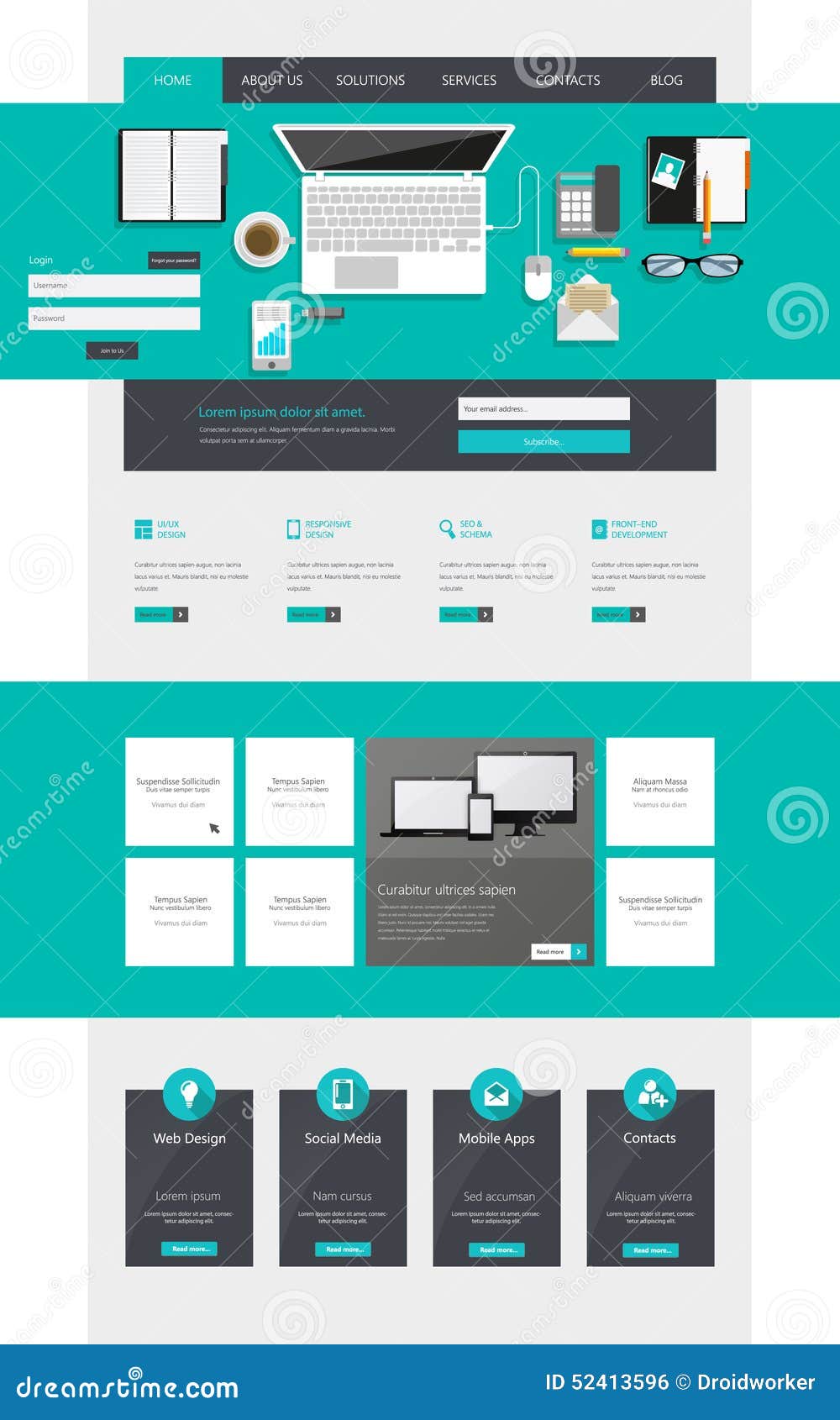Modern Business Website Template Design Stock Vector - Illustration of ...