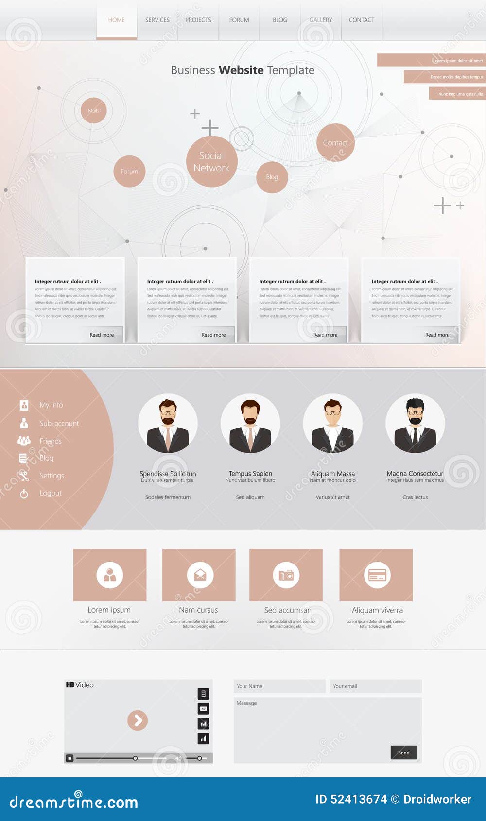 Modern Business Website Template Design Stock Vector - Illustration of ...