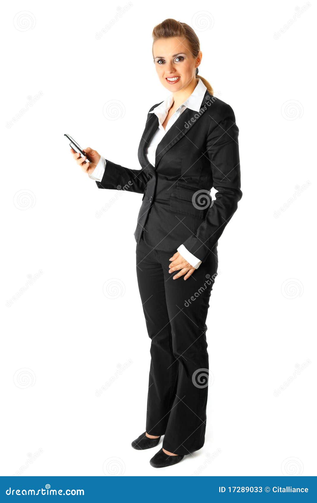 Modern Business Woman Dialing Phone Number Stock Image - Image of ...