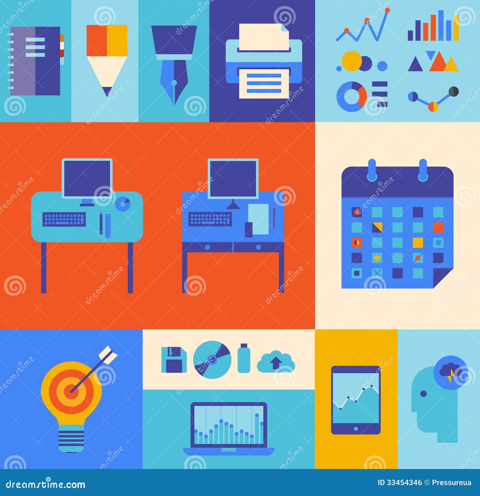 Modern Business Workflow Illustration Set Stock Vector - Illustration ...