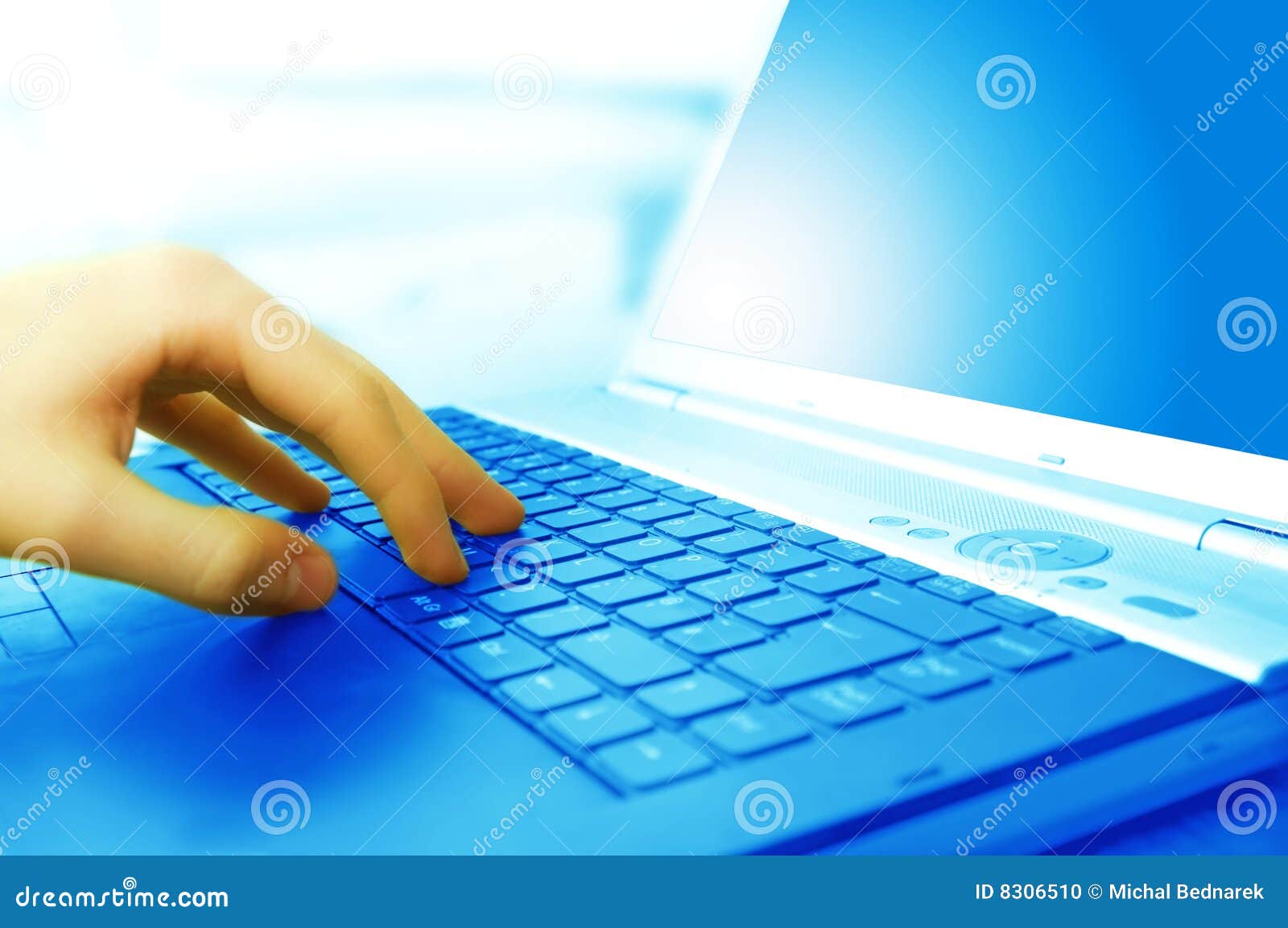 Modern Business Workplace. Typing on Keyboard Stock Photo - Image of ...