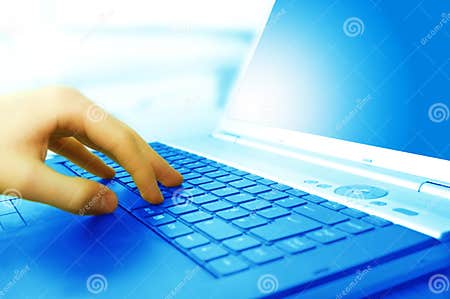 Modern Business Workplace. Typing on Keyboard Stock Photo - Image of ...