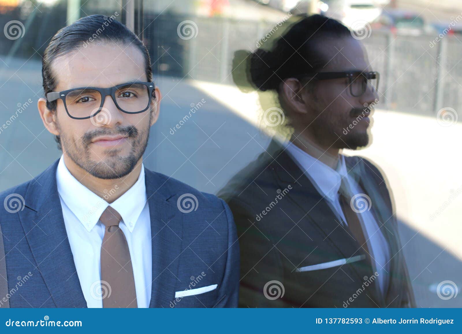 Modern Businessman with His Own Reflection Stock Image - Image of ...
