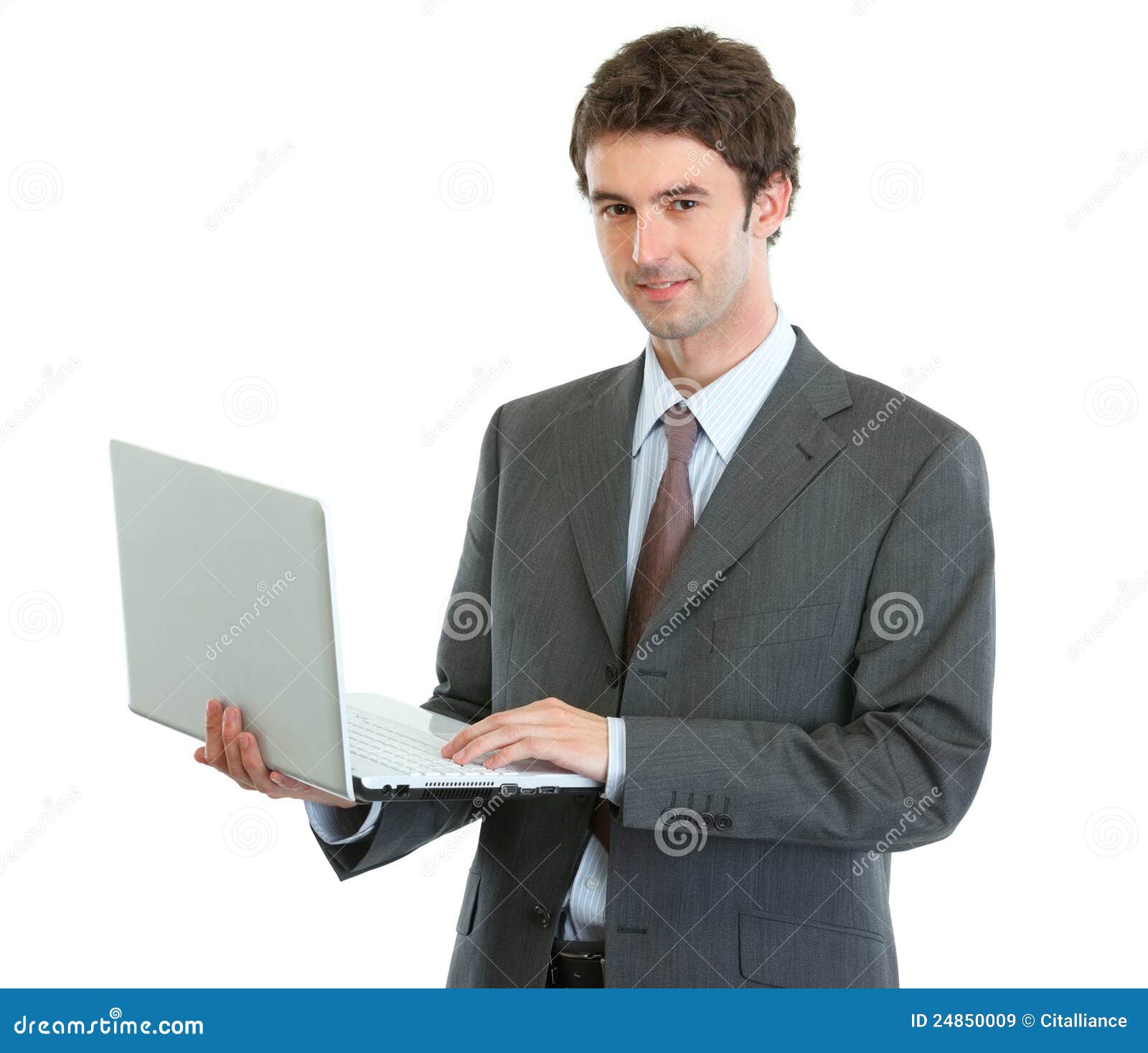 Modern Businessman with Laptop Stock Image - Image of laptop, business ...