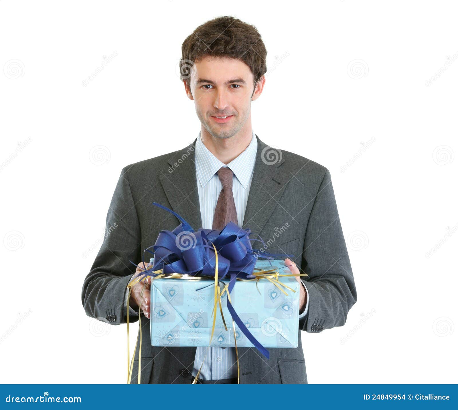 Modern Businessman with Present in Hands Stock Photo - Image of hold ...