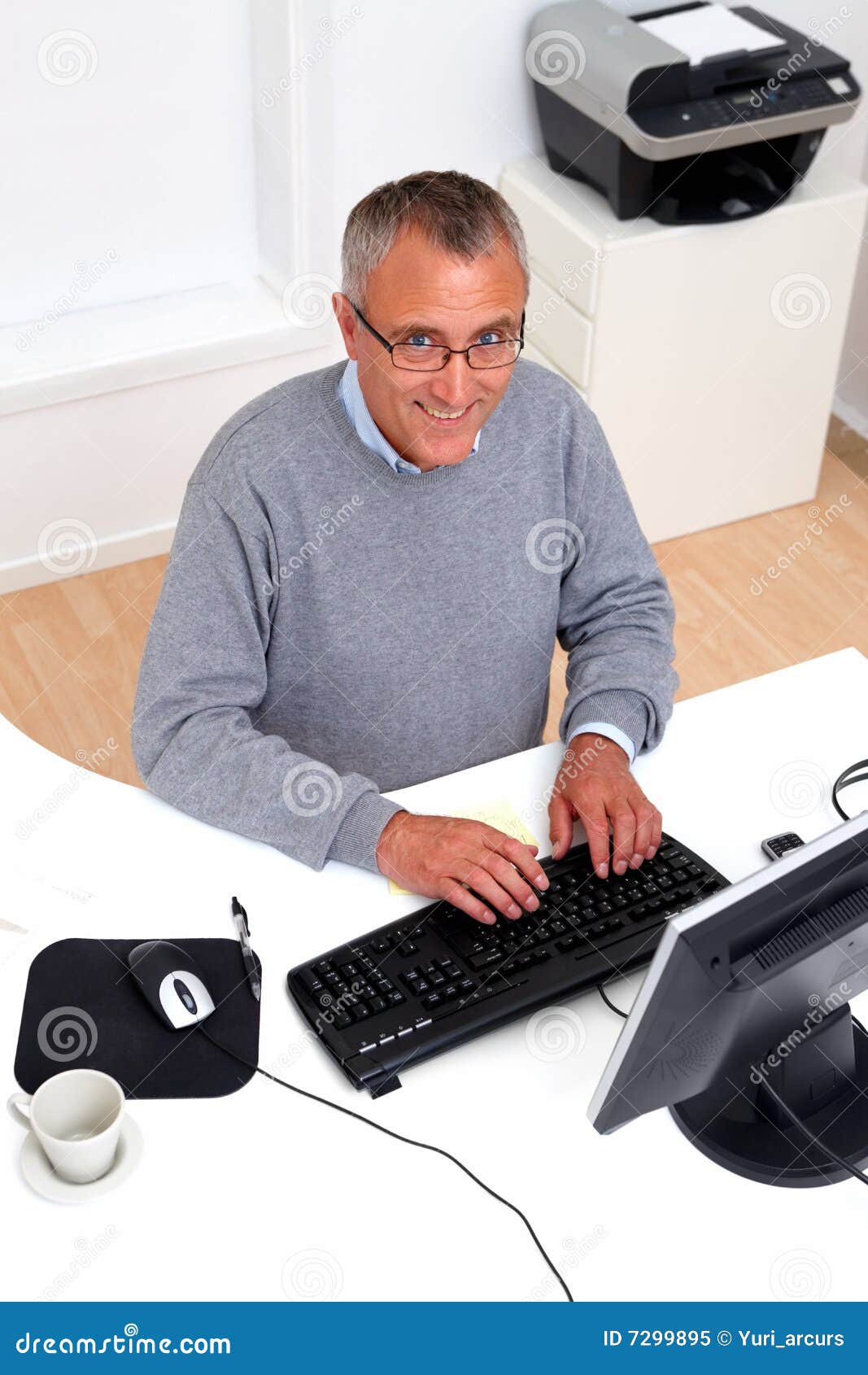 Modern Businessman Typing on Computer Stock Image - Image of smiling ...