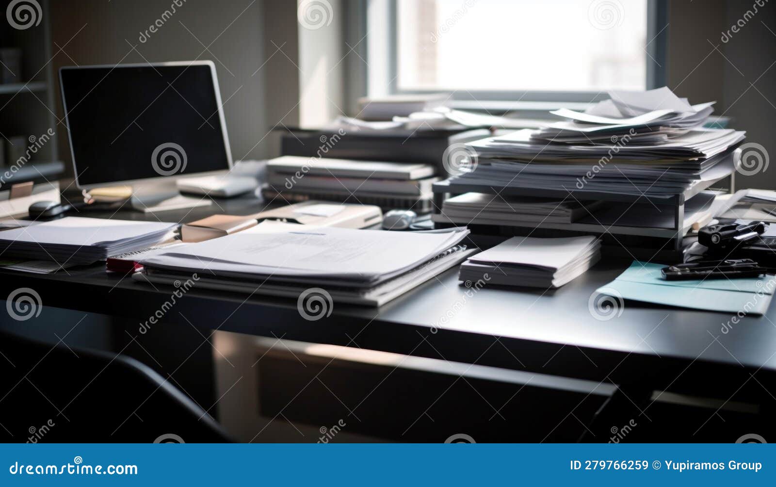 Modern Businessman Working on Messy Paperwork at His Office Desk ...