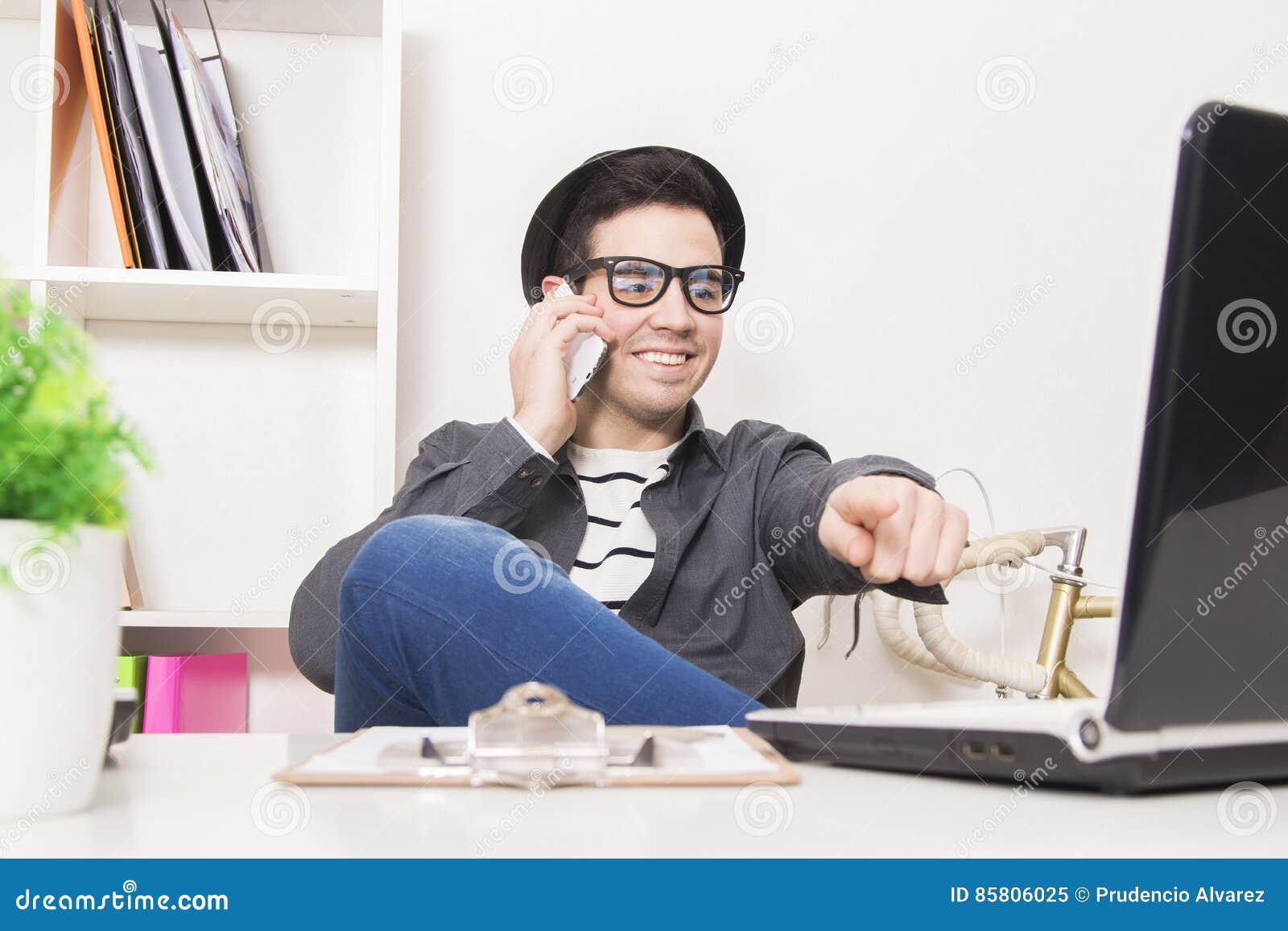 Modern businessman workink stock image. Image of mobile - 85806025