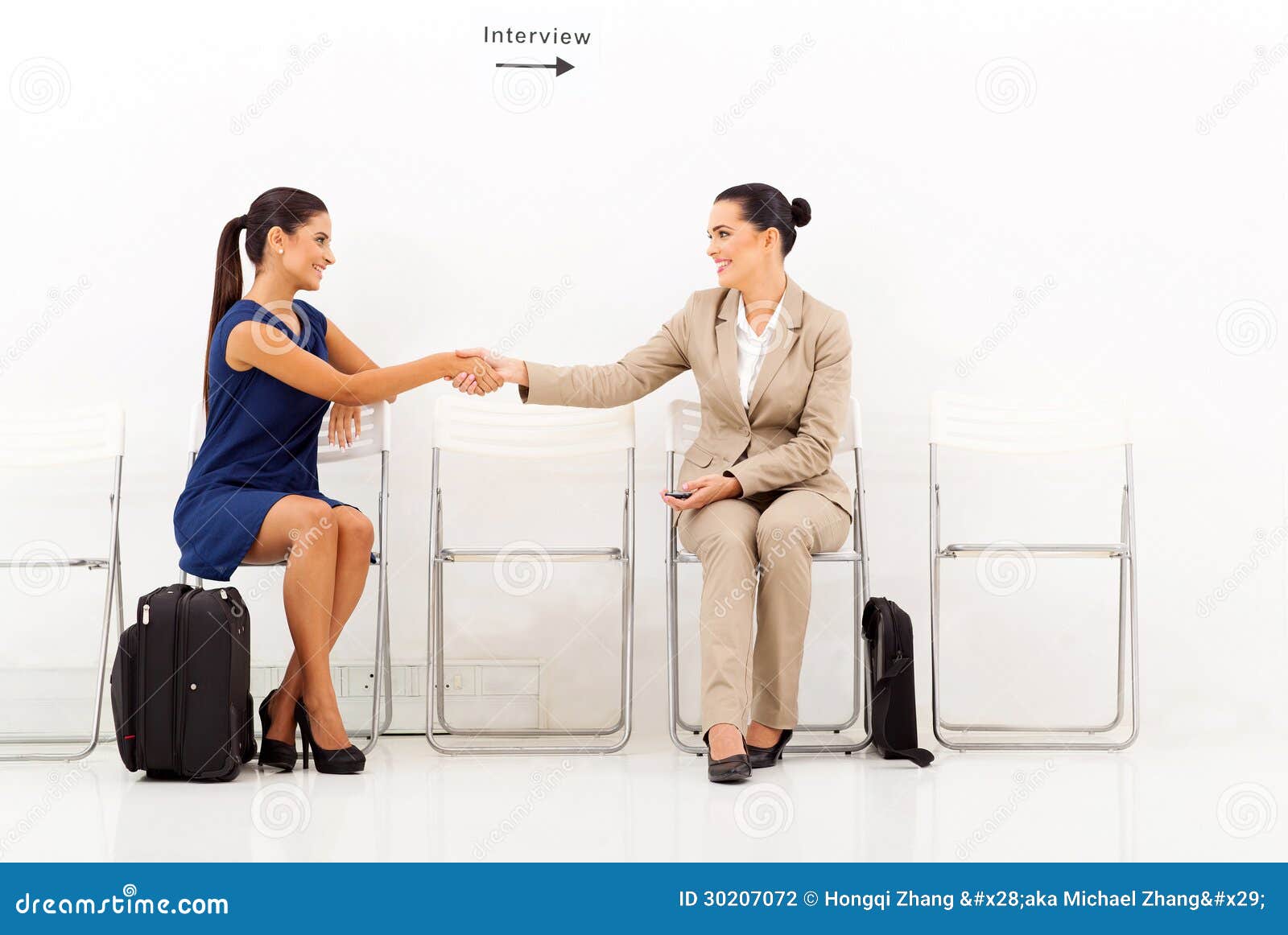 Businesswomen Greeting Interview Stock Photo - Image of career, collar ...