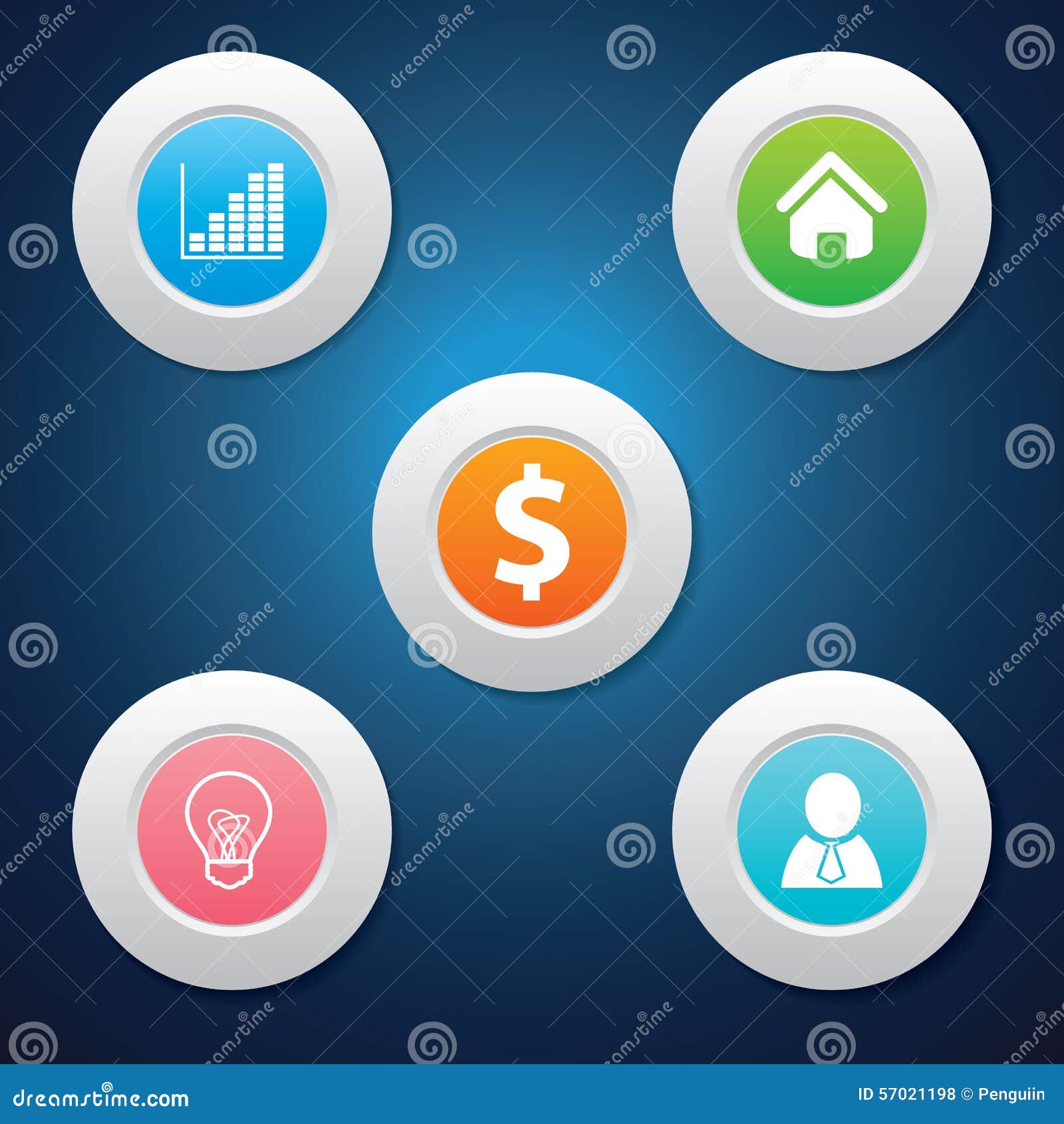 Modern Button with Business Icon Design Stock Vector - Illustration of ...