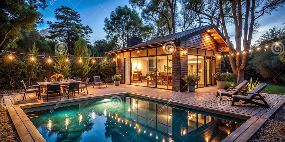 Modern Cabin Retreat with Pool and String Lights, Cabin , Pool , String ...