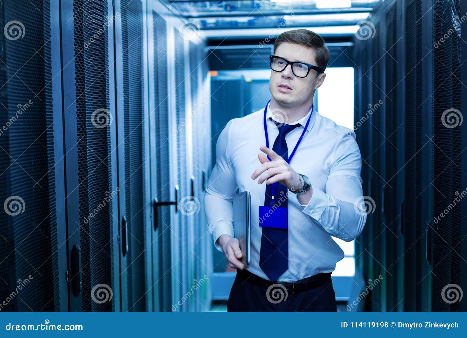 Inspired Operator Searching for the Right Server Cabinet Stock Photo ...
