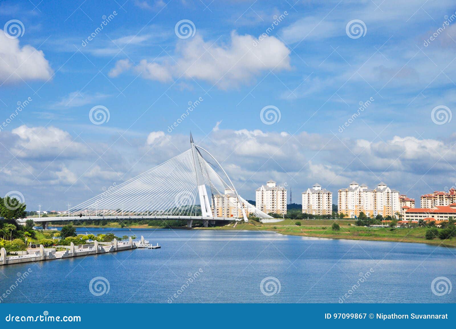 Modern cable bridge editorial photography. Image of construction - 97099867