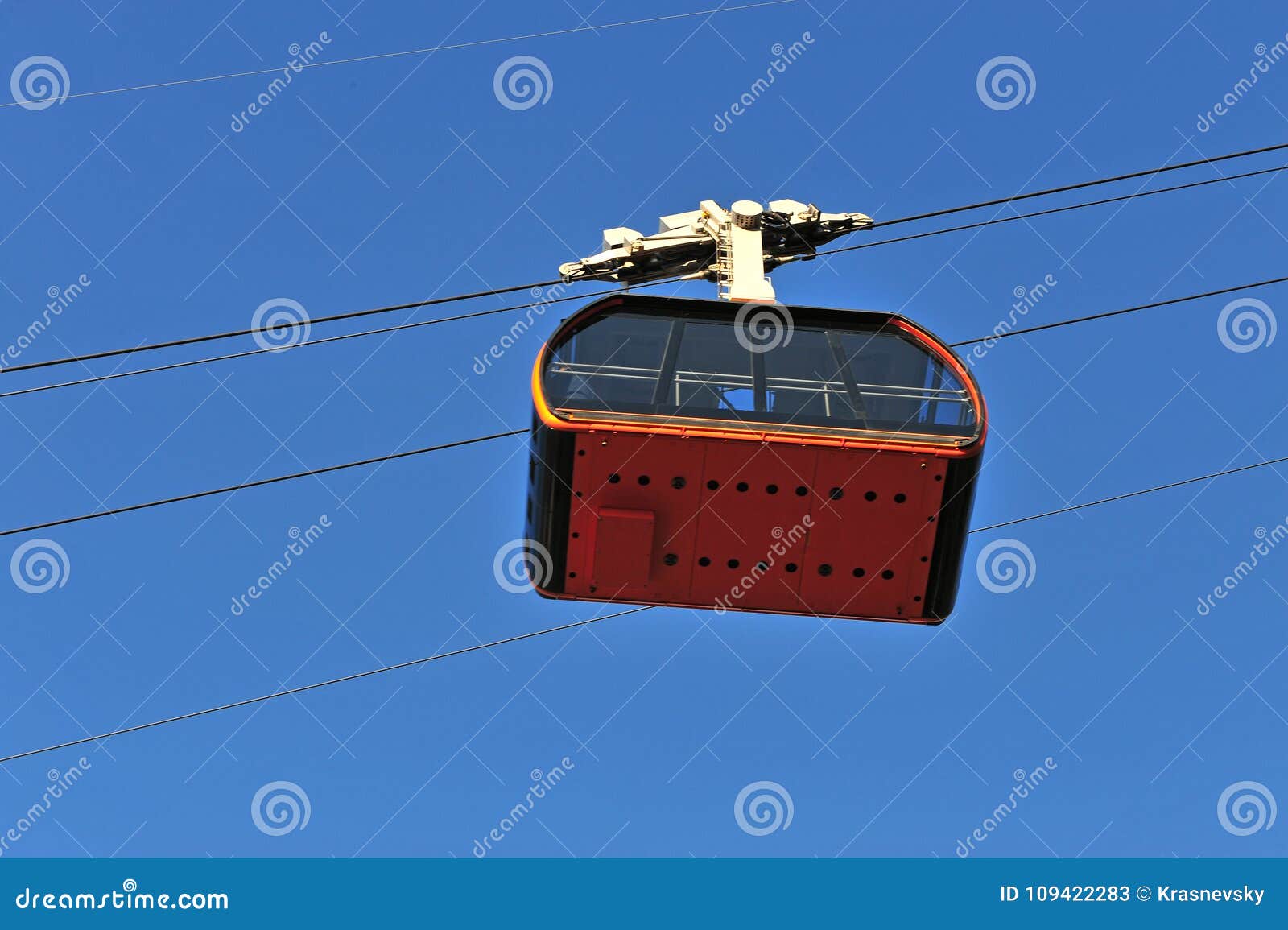 Cable car in the blue sky stock image. Image of tourism - 109422283