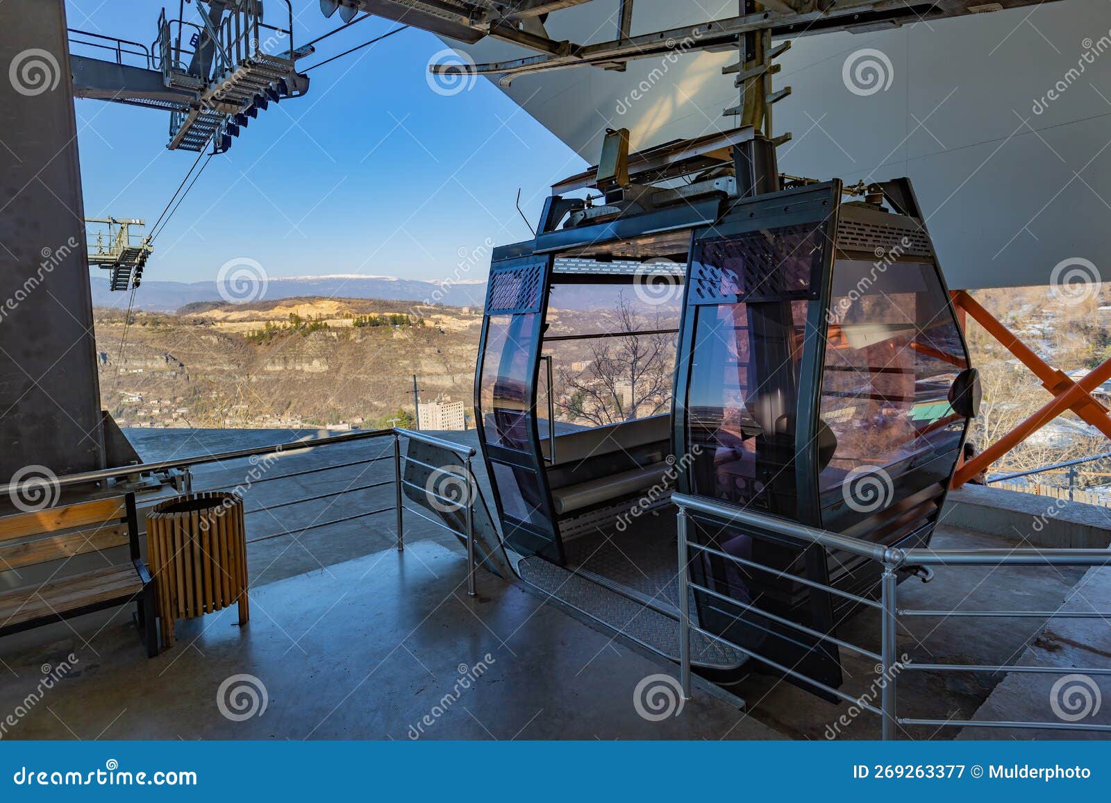 Modern Cable Car on the Upper Station of the City Stock Image - Image ...