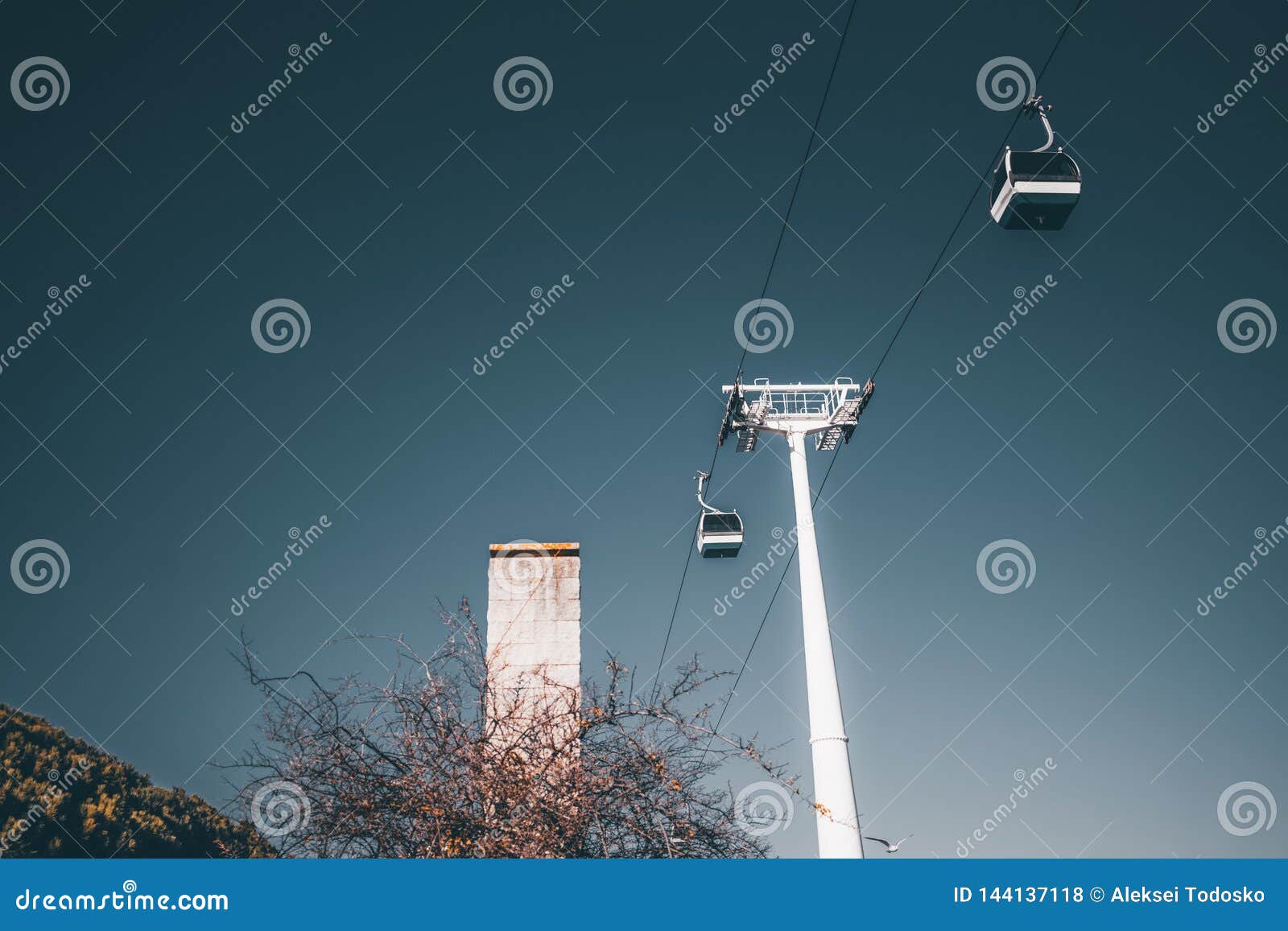 Modern Cableway with Cabins Stock Photo - Image of cabin, sunny: 144137118
