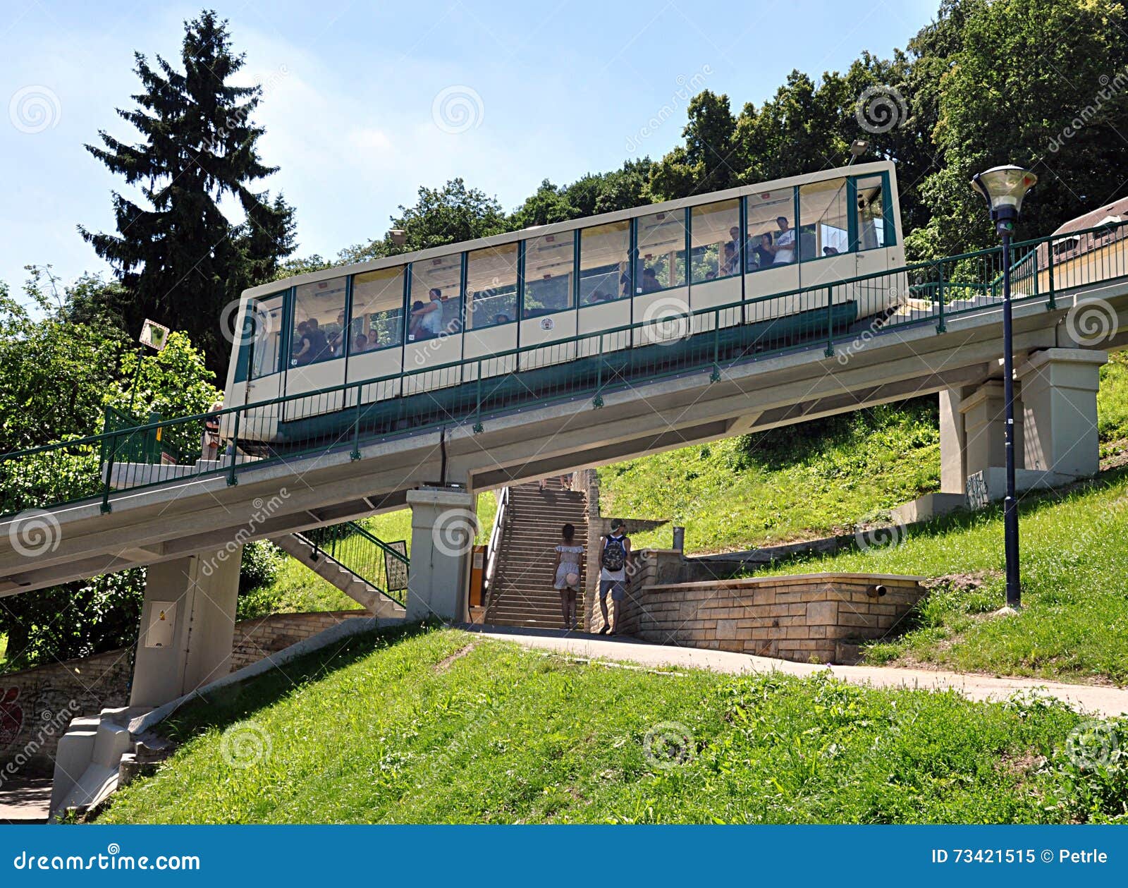 Modern Funicular Railway Crosses Into The Old Town Station In Viseu ...