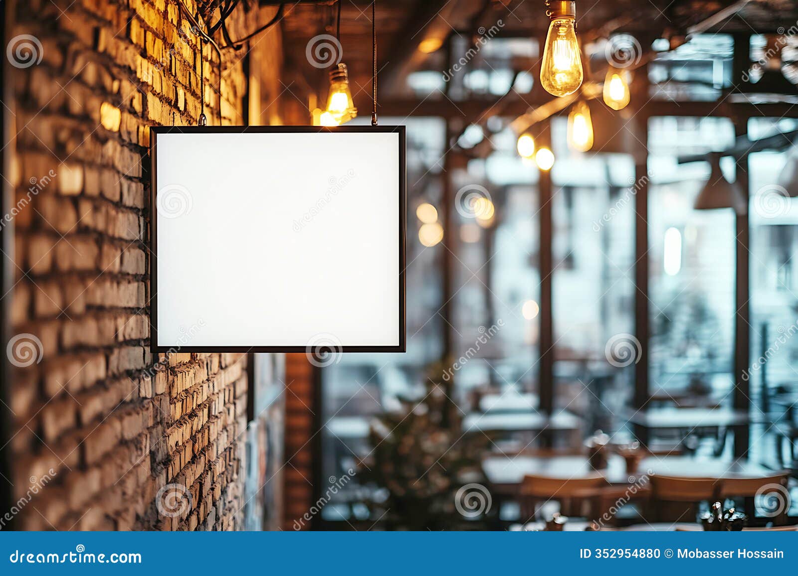 Modern Cafe Digital Menu Board Mockup, Blank White Screen Mounted on ...