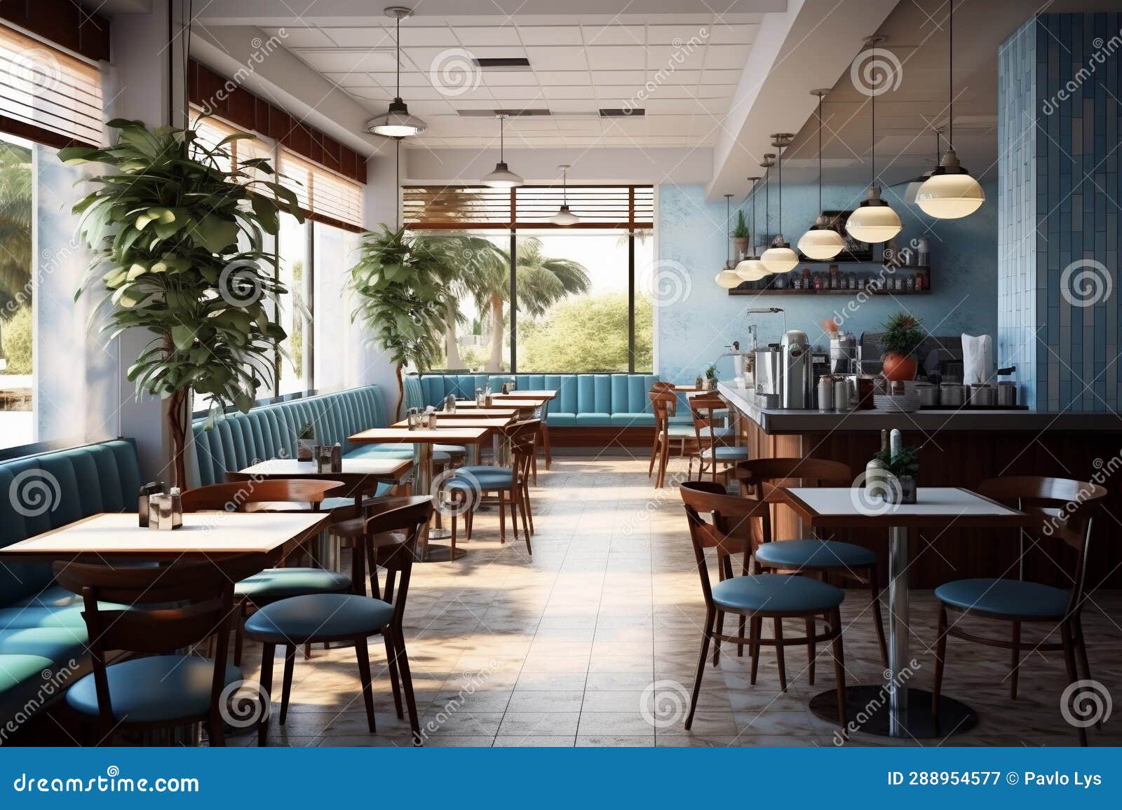 Modern Cafe. Interior of a Modern Cafe Stock Illustration ...