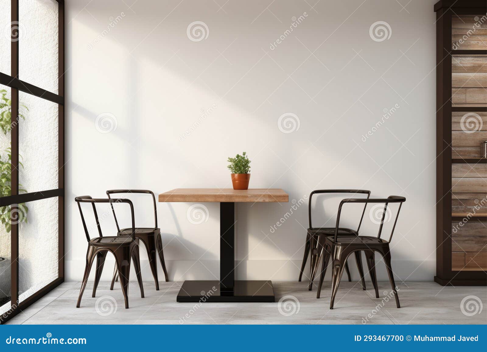 Modern Cafe Interior with an Empty White Wall for Branding Stock ...