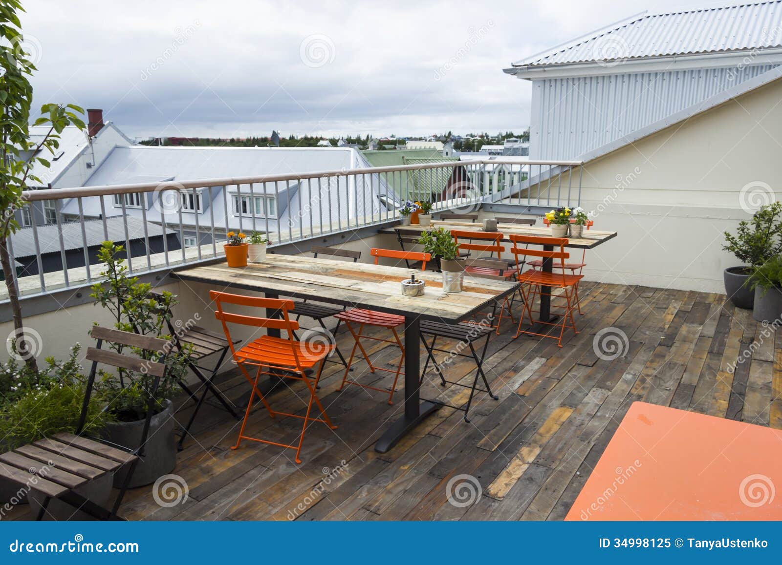 Modern cafe on the terrace stock image. Image of floral - 34998125