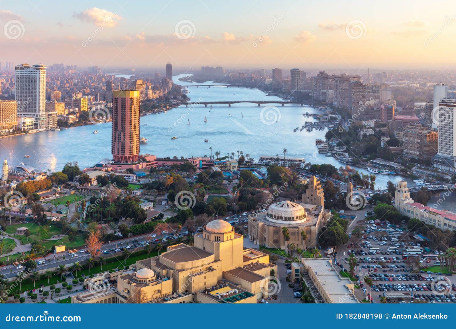 Modern Cairo, View on the Nile and the Bridges, Egypt Stock Photo ...