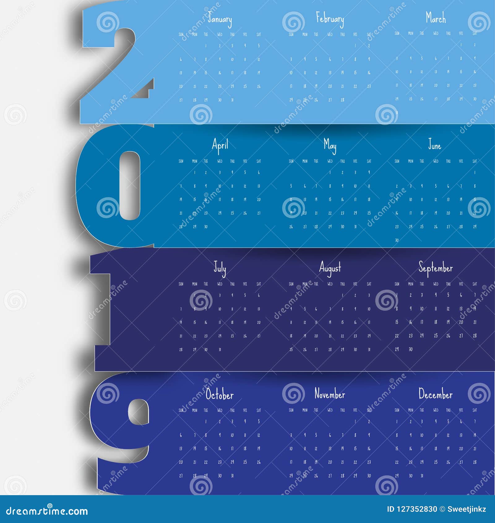 2019 Modern Calendar Template .Vector/illustration. Stock Vector ...