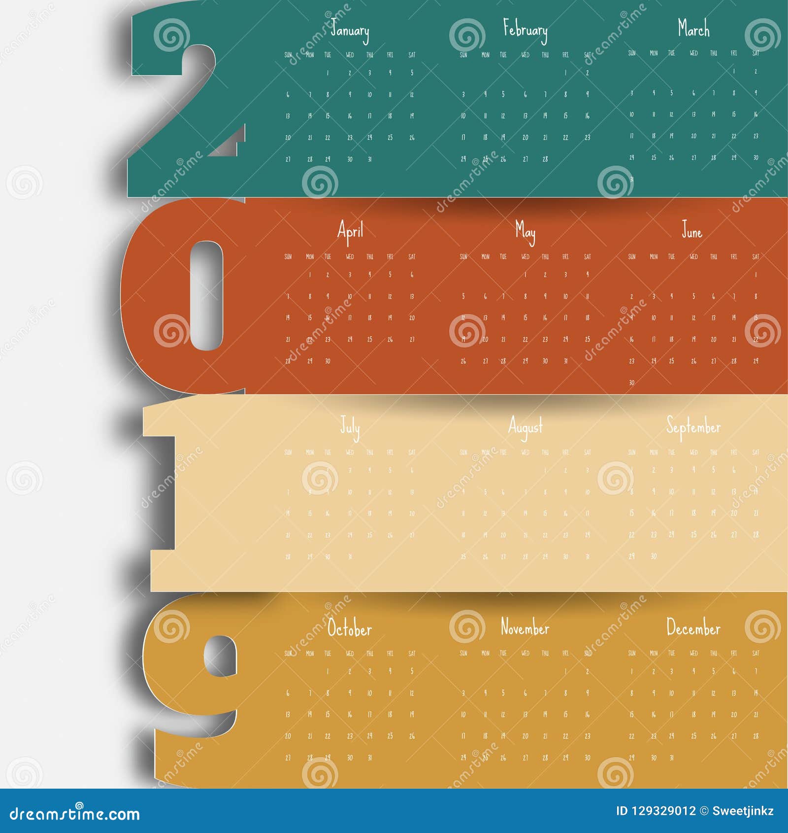 2019 Modern Calendar Template .Vector/illustration. Stock Vector ...