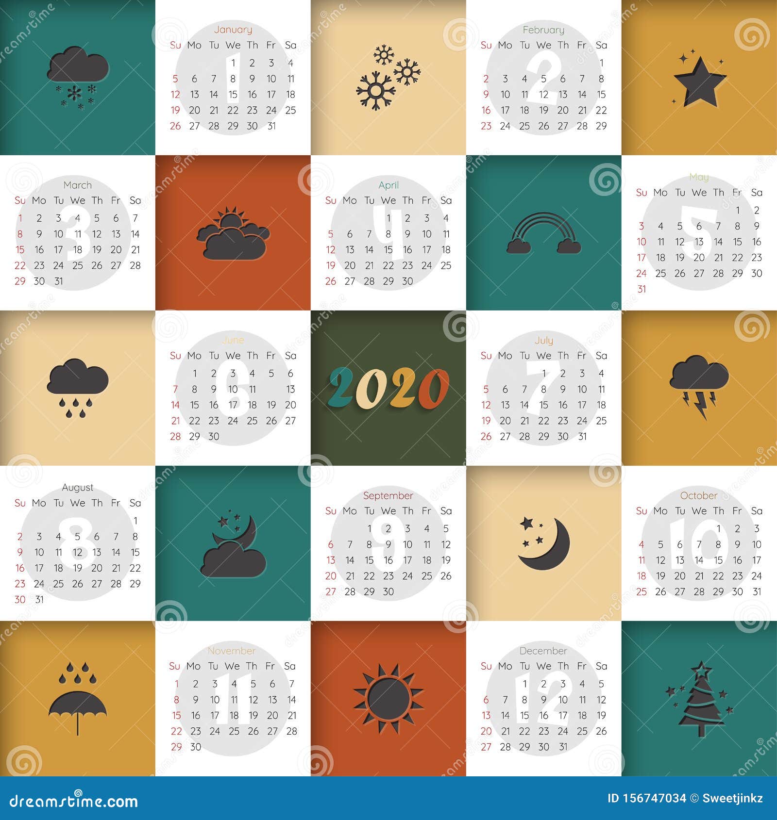 2020 Modern Calendar Template .Vector/illustration Stock Vector ...