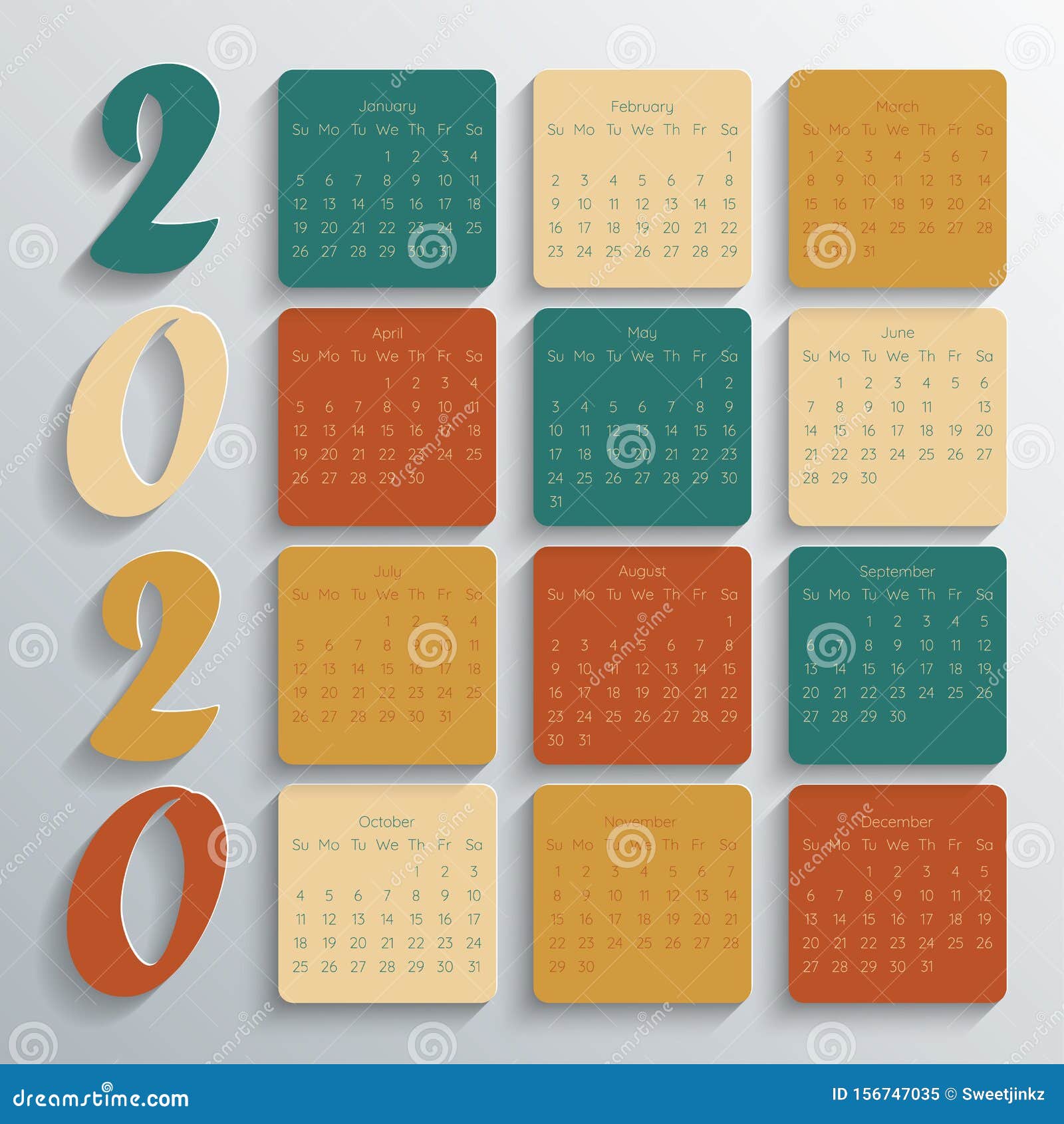 2020 Modern Calendar Template .Vector/illustration Stock Vector ...