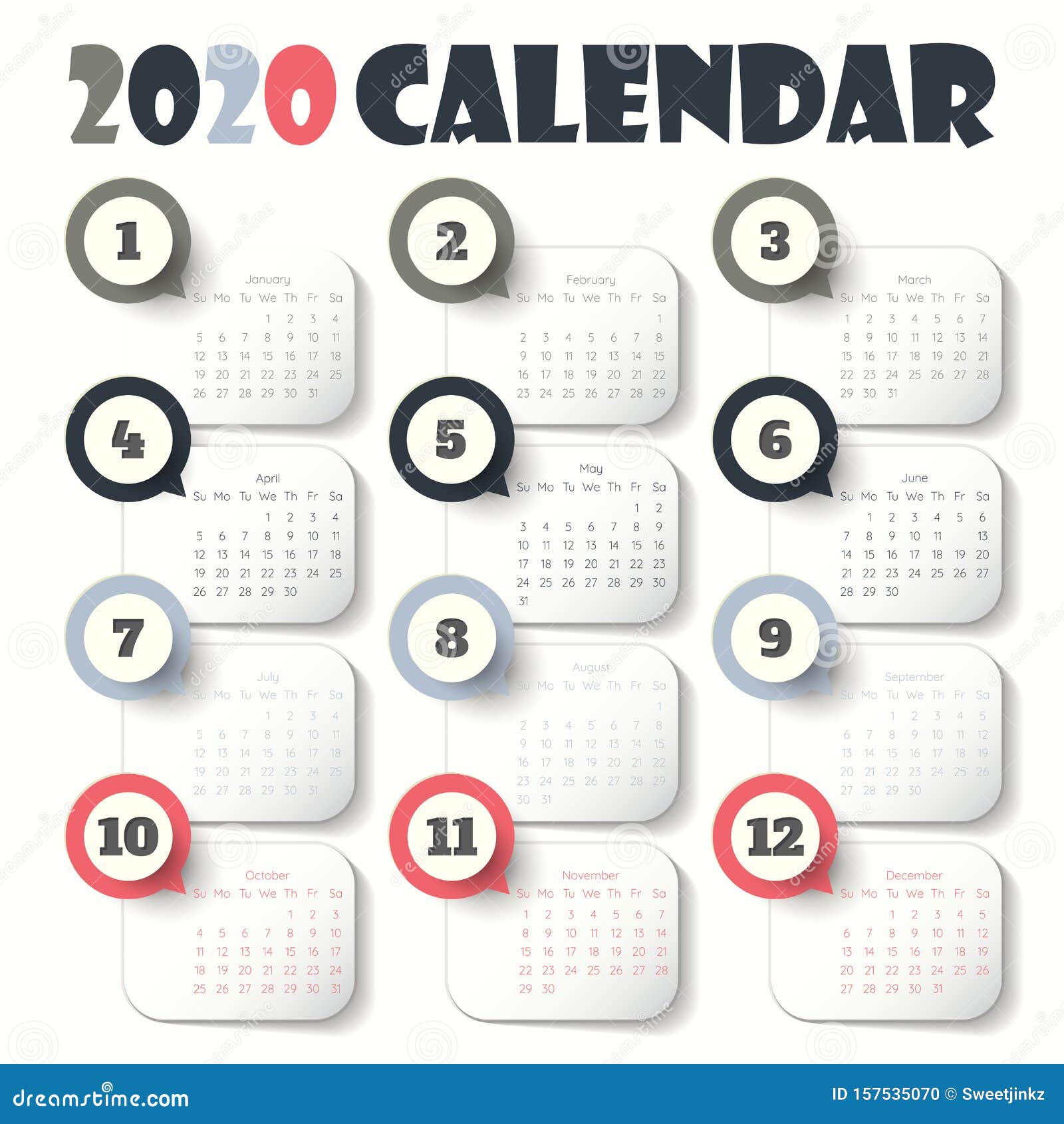 2020 Modern Calendar Template .Vector/illustration Stock Vector ...