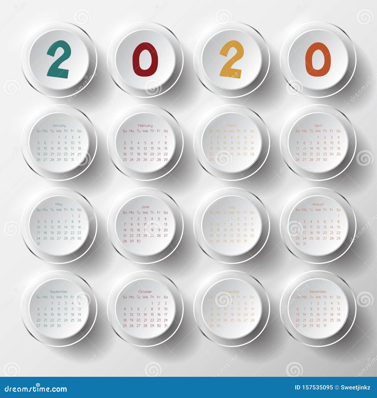 2020 Modern Calendar Template .Vector/illustration Stock Vector ...