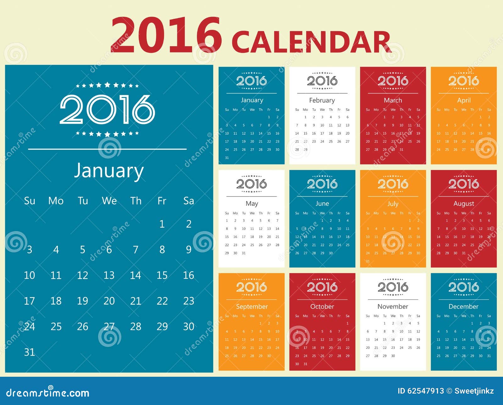 2016 Modern Calendar Template .Vector/illustration. Stock Vector ...