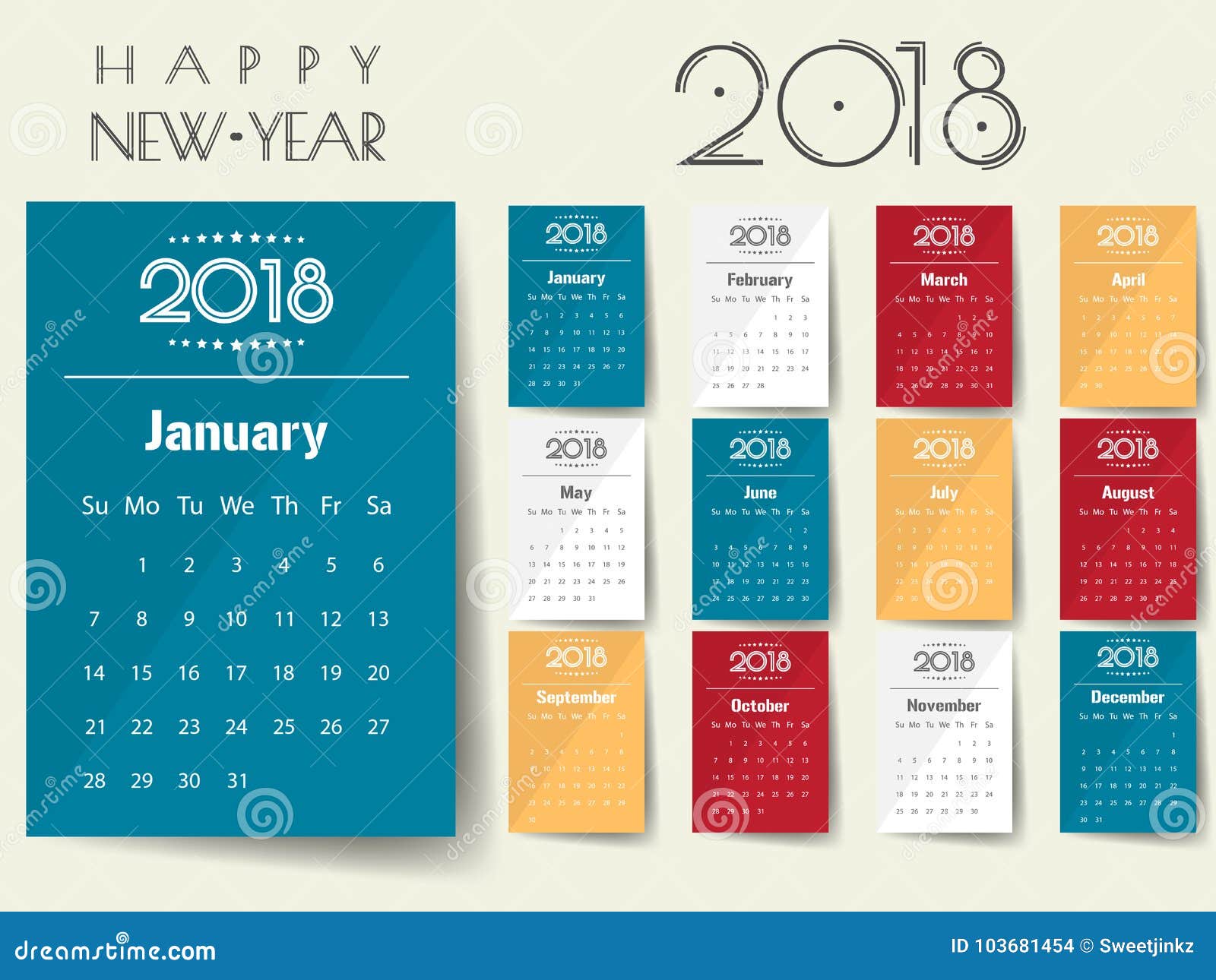 2018 Modern Calendar Template .Vector/illustration. Stock Vector ...