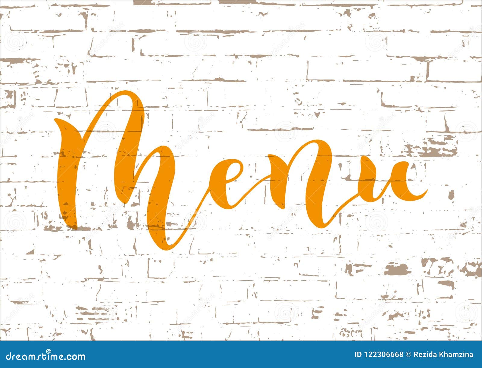 Modern Calligraphy of Menu in Orange on Textured Background Stylized As ...