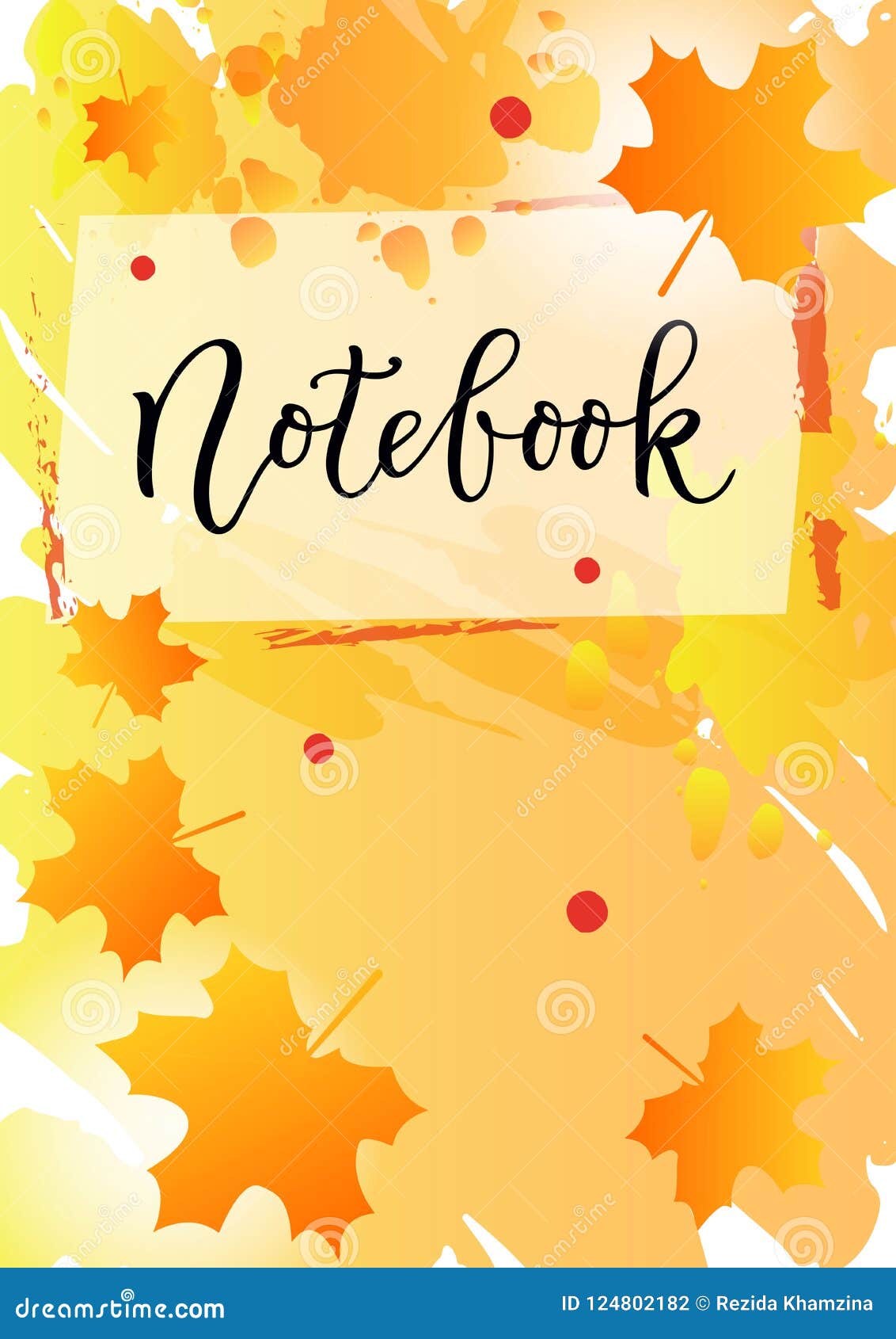 Notebook in Black on Orange Yellow Background Decorated with Orange ...