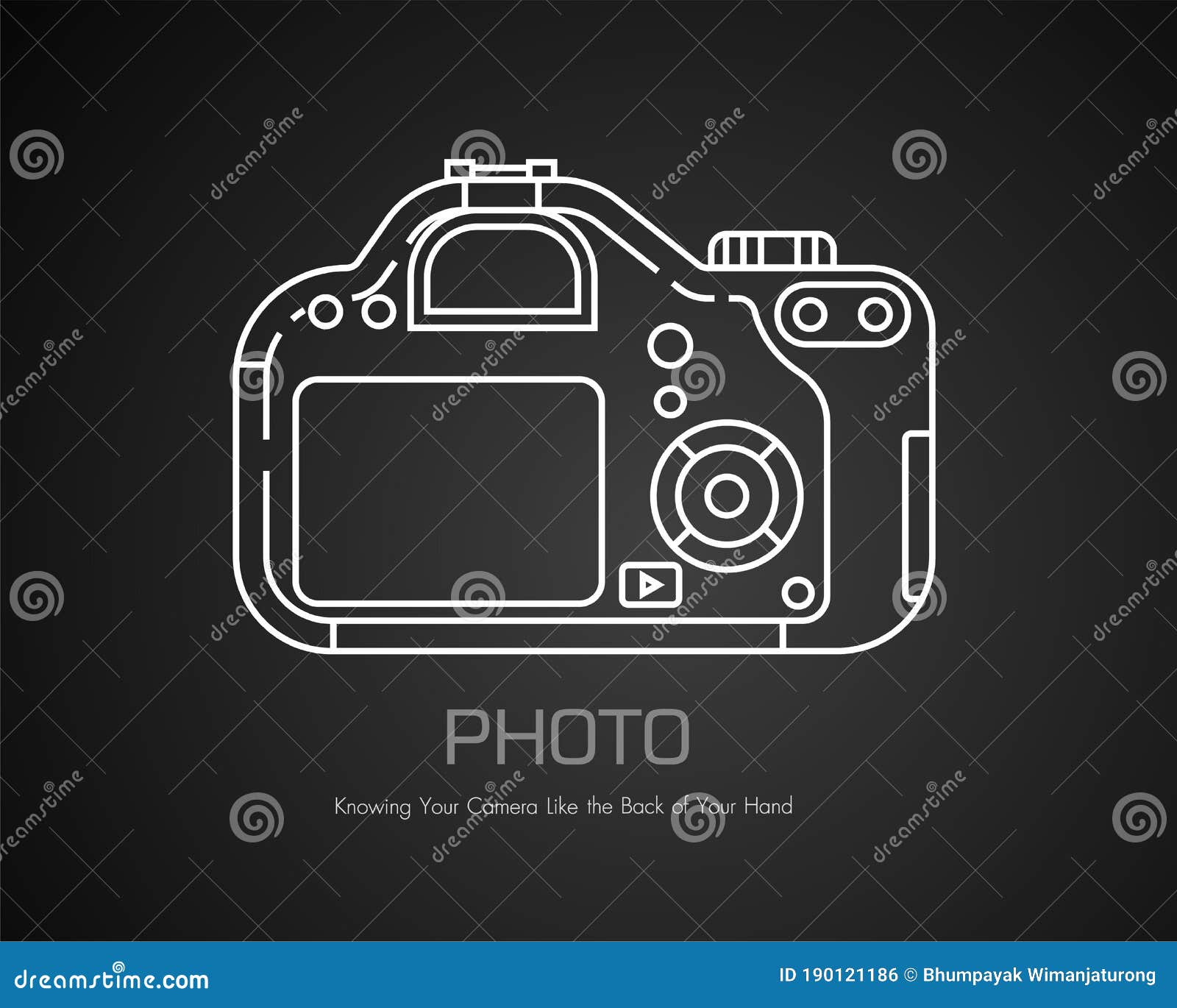 Modern Camera in Doodle Style. Vector in the Black Background. Stock ...