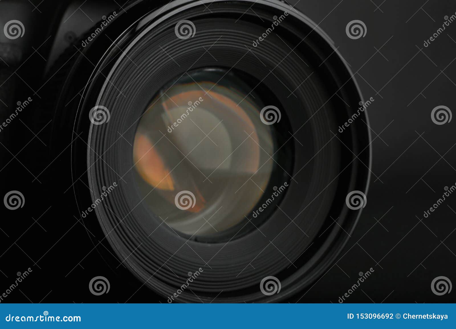 Modern Camera Lens on Black Background Stock Photo - Image of industry ...