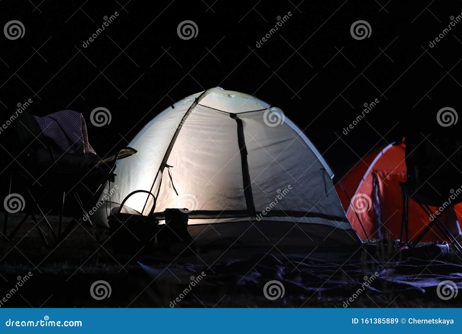 Modern Camping Tents in Wilderness Stock Image - Image of outdoors ...