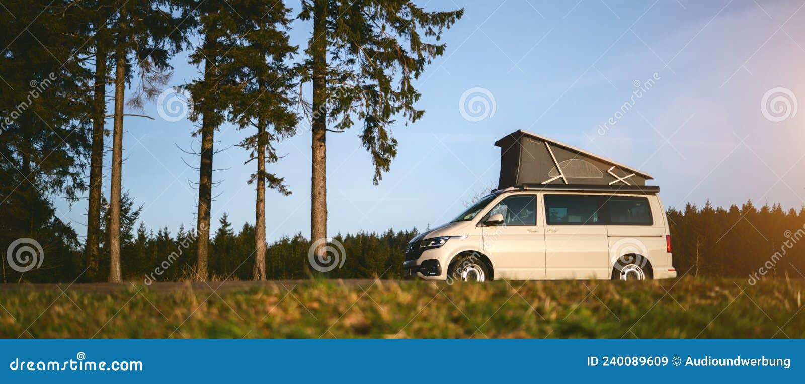 Modern Camping Van Parking at the Forest in Beautiful, Authentic Nature ...