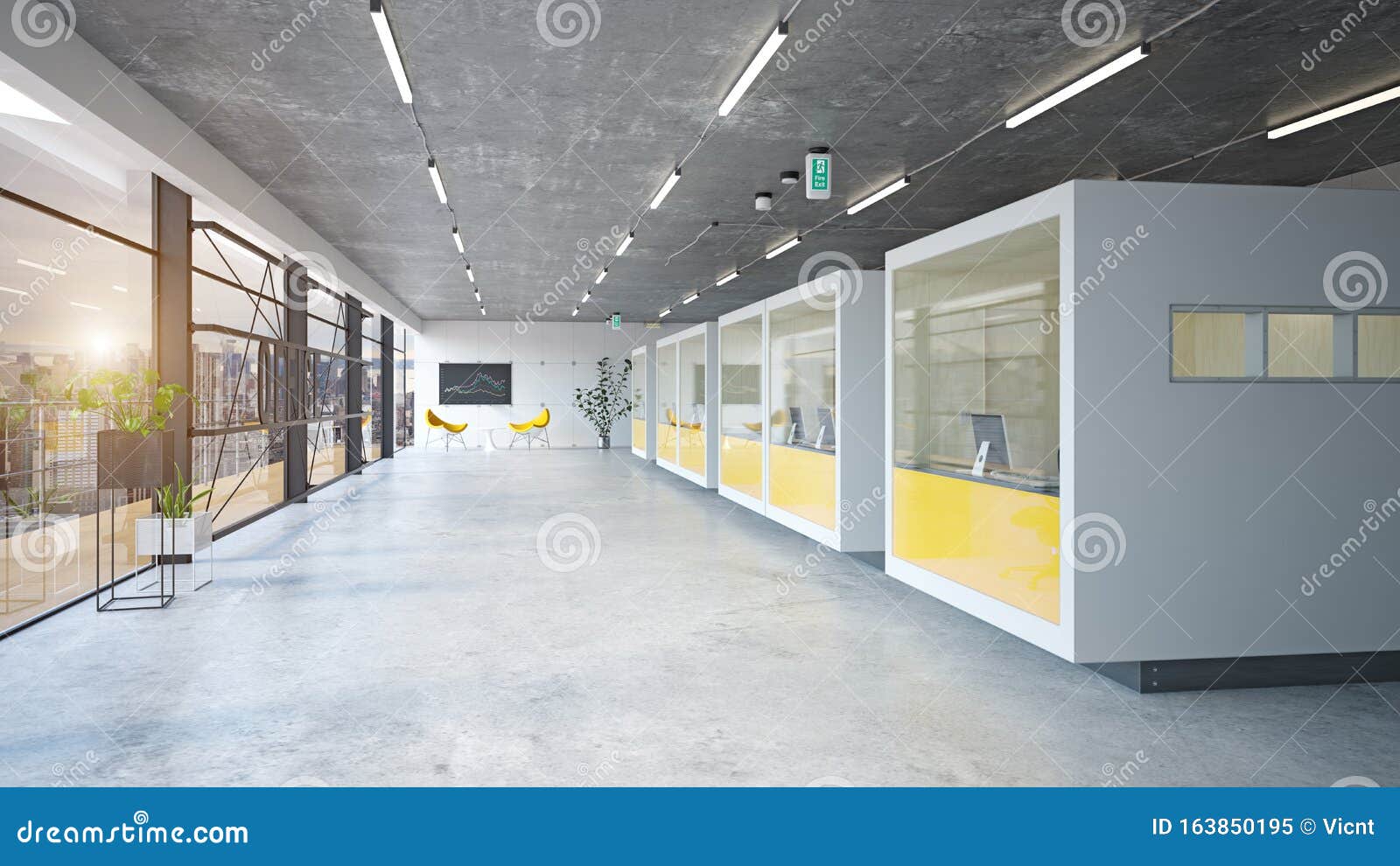 Modern Capsule Office Interior Stock Illustration - Illustration of ...