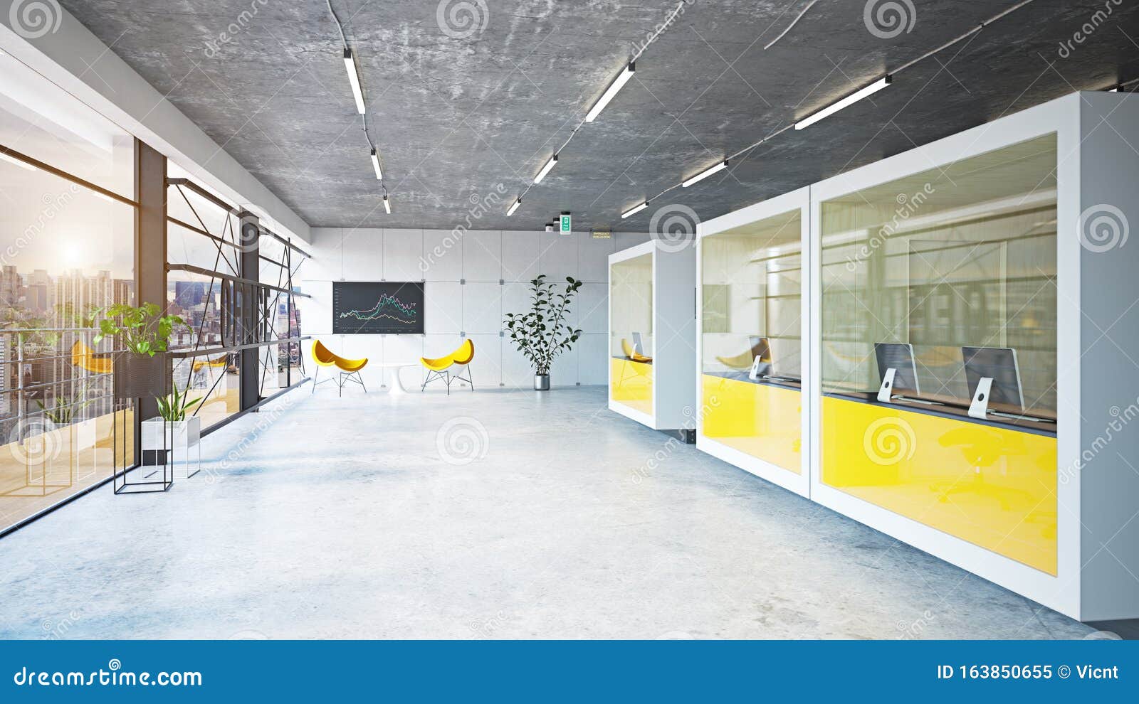 Modern Capsule Office Interior Stock Illustration - Illustration of ...