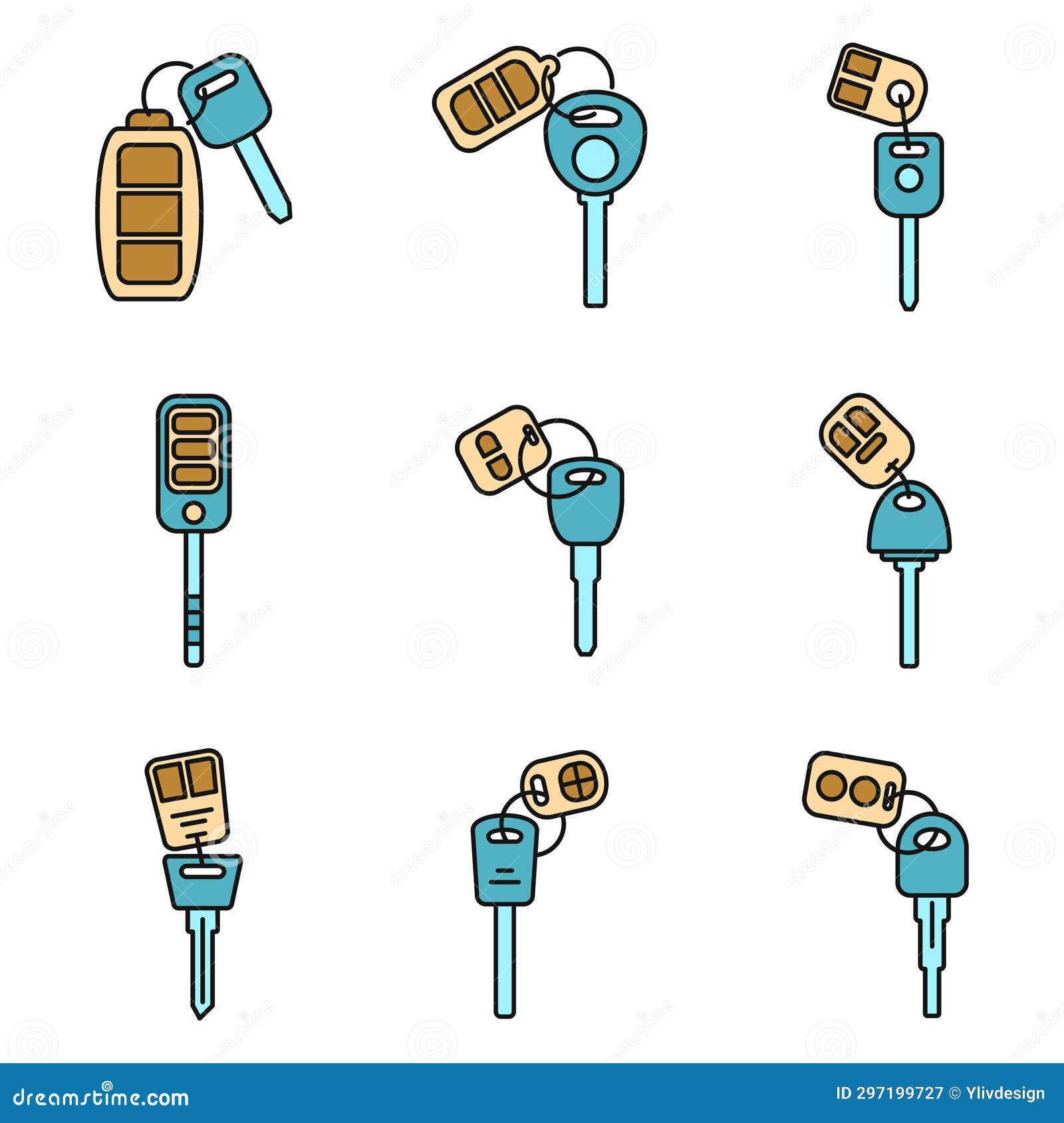 Modern Car Alarm System Icons Set Vector Color Stock Vector ...